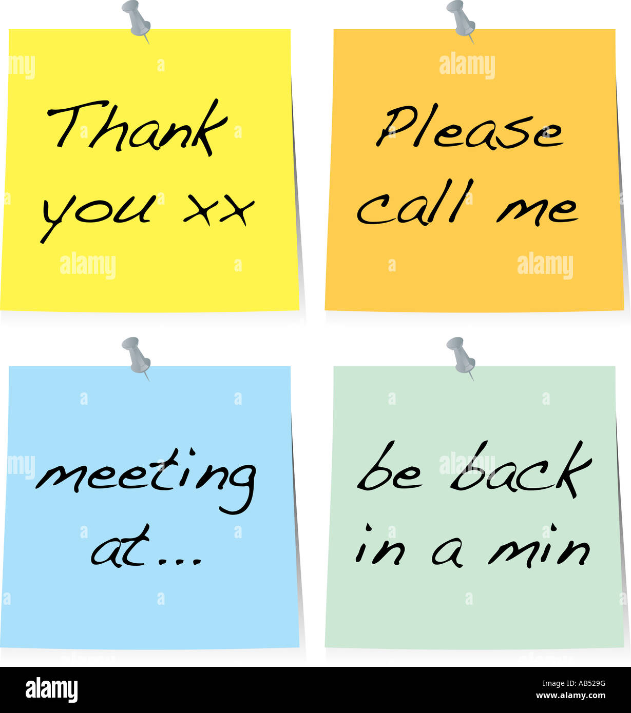 A illustrated collection of four sticky notes with text remarks Stock ...