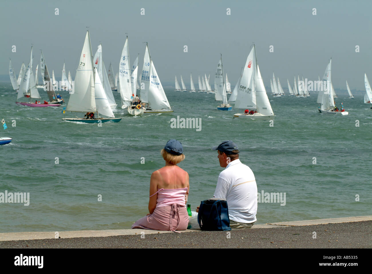 Cowes Week Sailing in the Solent Isle of Wight England UK Stock Photo ...
