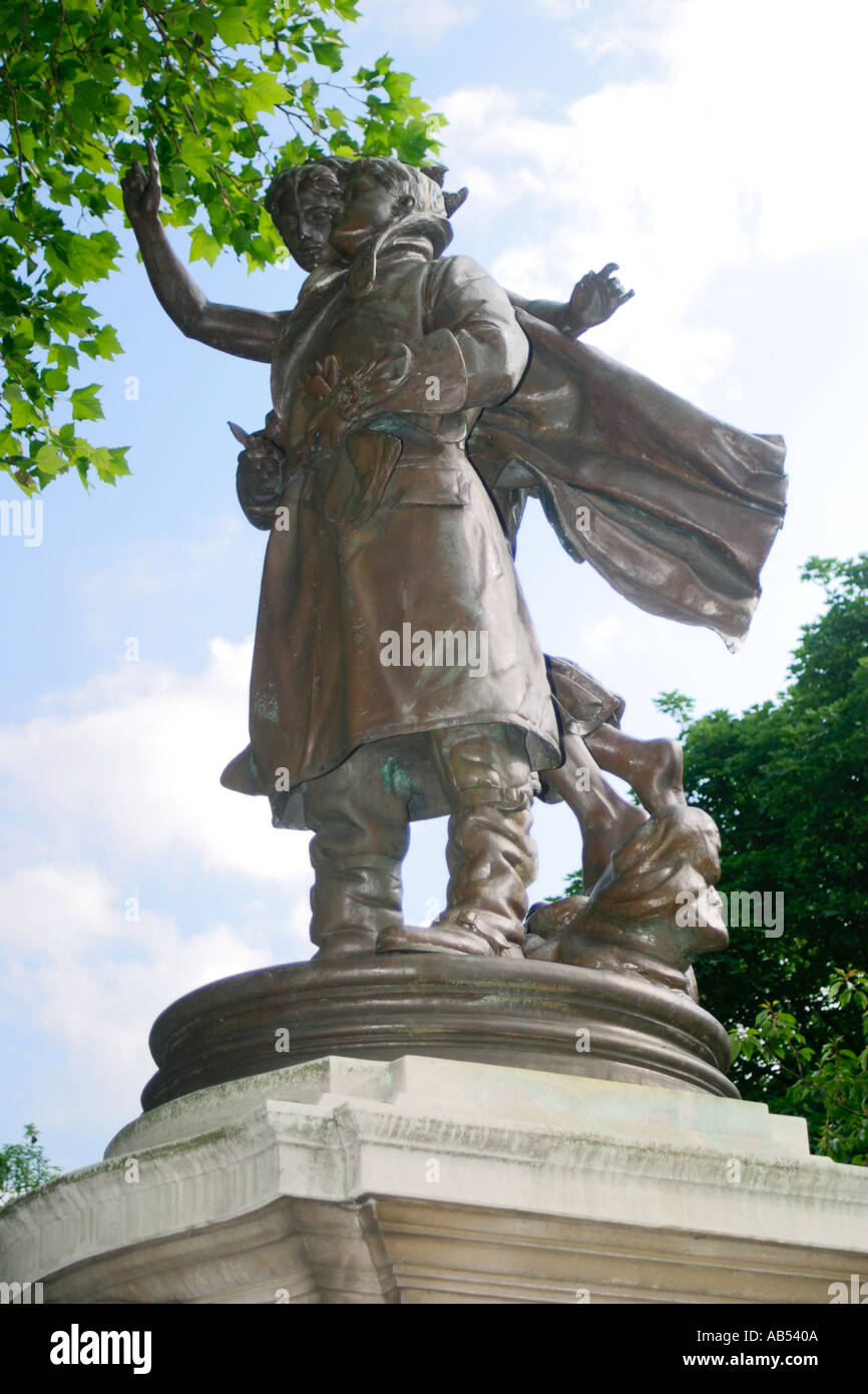 Statue of first world war pilot Captain Albert Ball, inside the ground ...