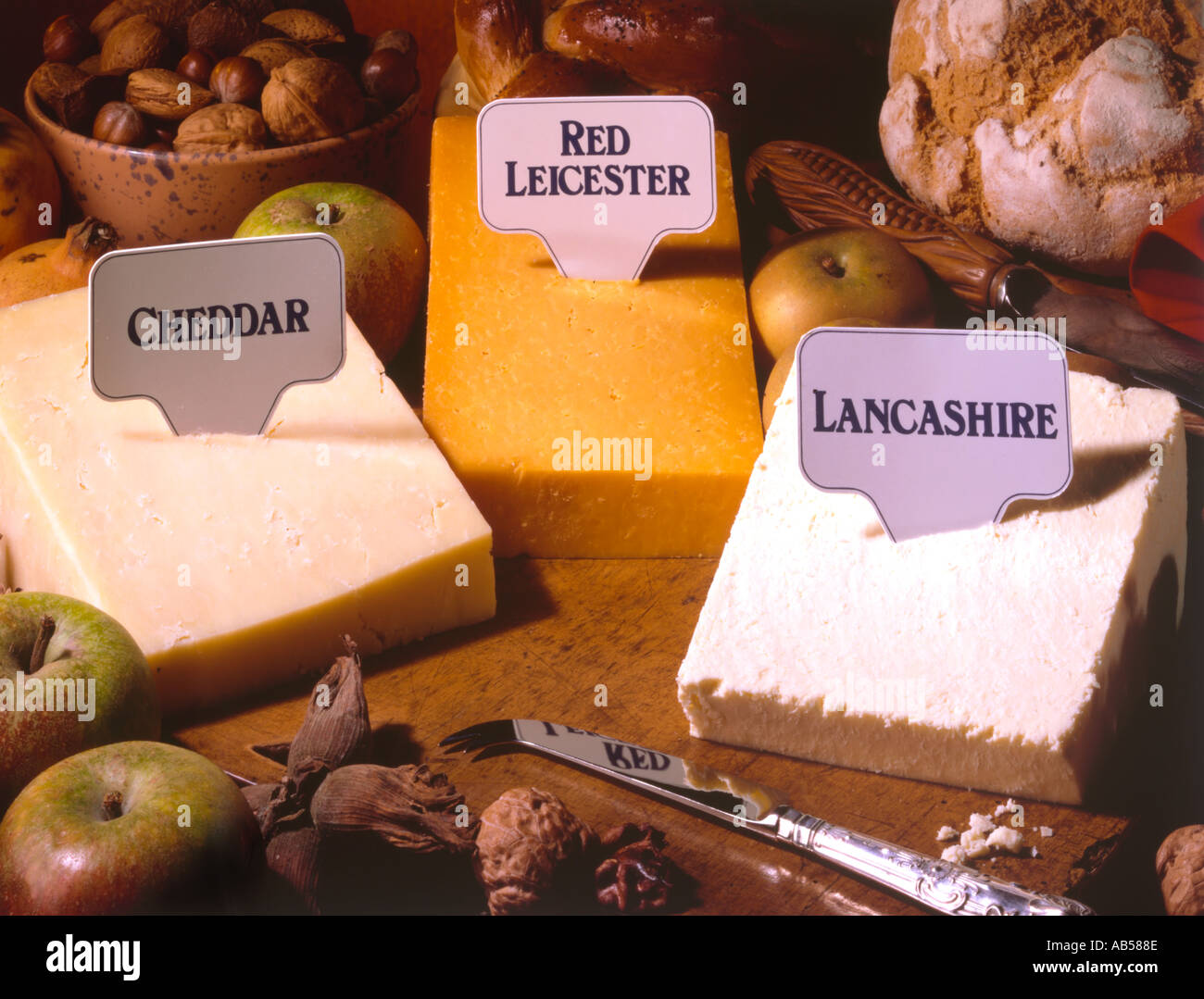 THREE BRITISH CHEESES Stock Photo - Alamy