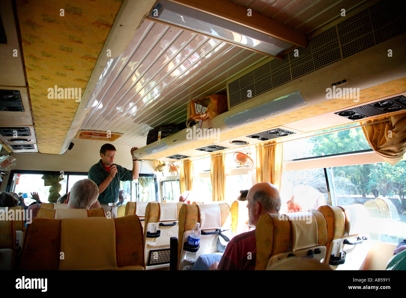 Tour guide coach microphone hi-res stock photography and images - Alamy
