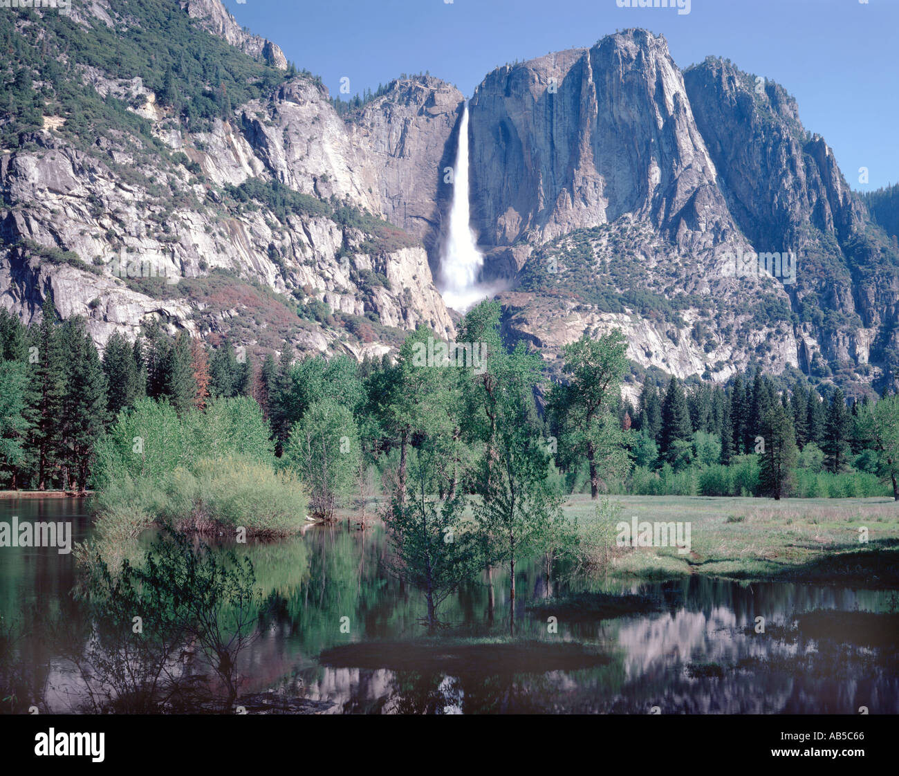 Yosemite National Park in California showing waterfall and granite ...
