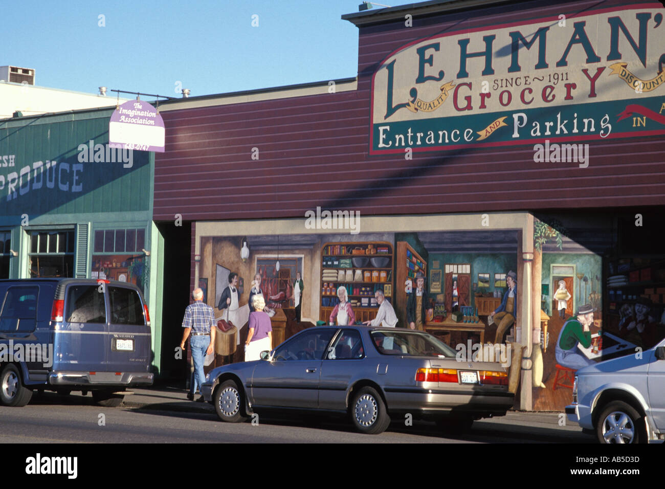 Building storefront murals on Washington Avenue Sequim Washington Stock ...