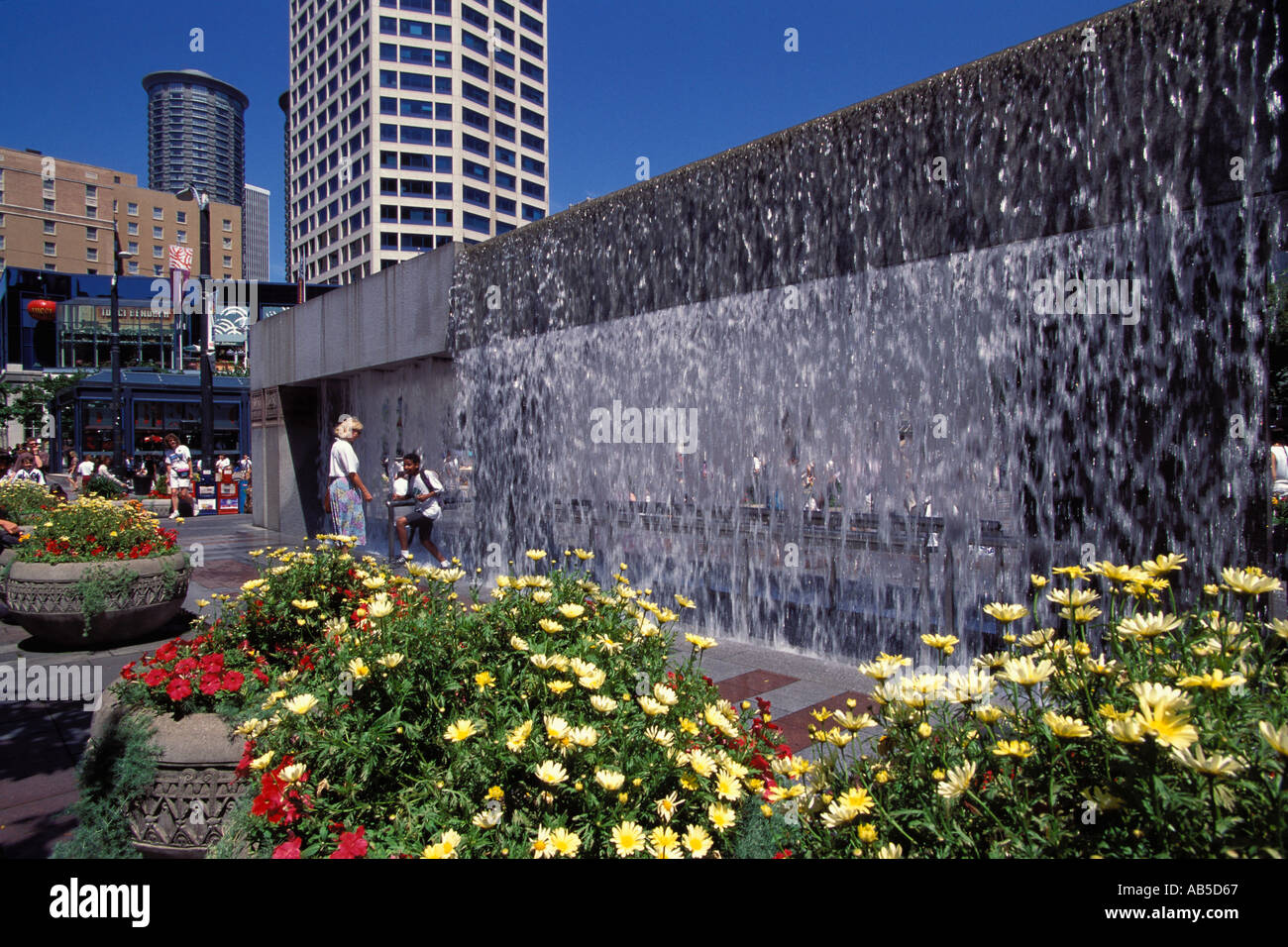People Walk Through Waterfall Fountain Westlake Star Axis Seven Hills ...