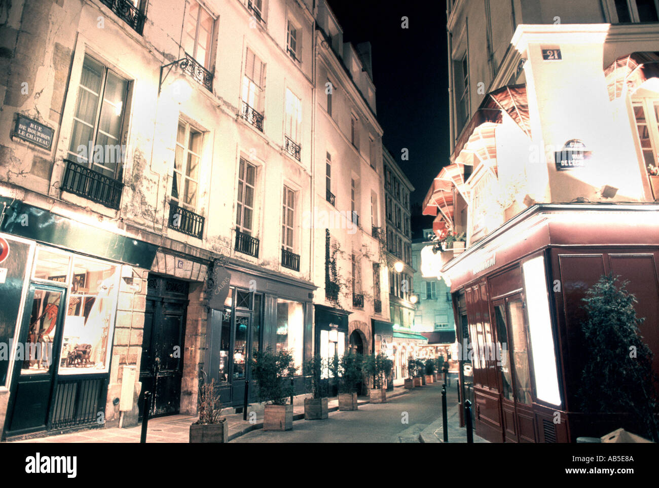 PARIS France, "Lit up" Night time Street Scene in "Latin Quarter" in ...