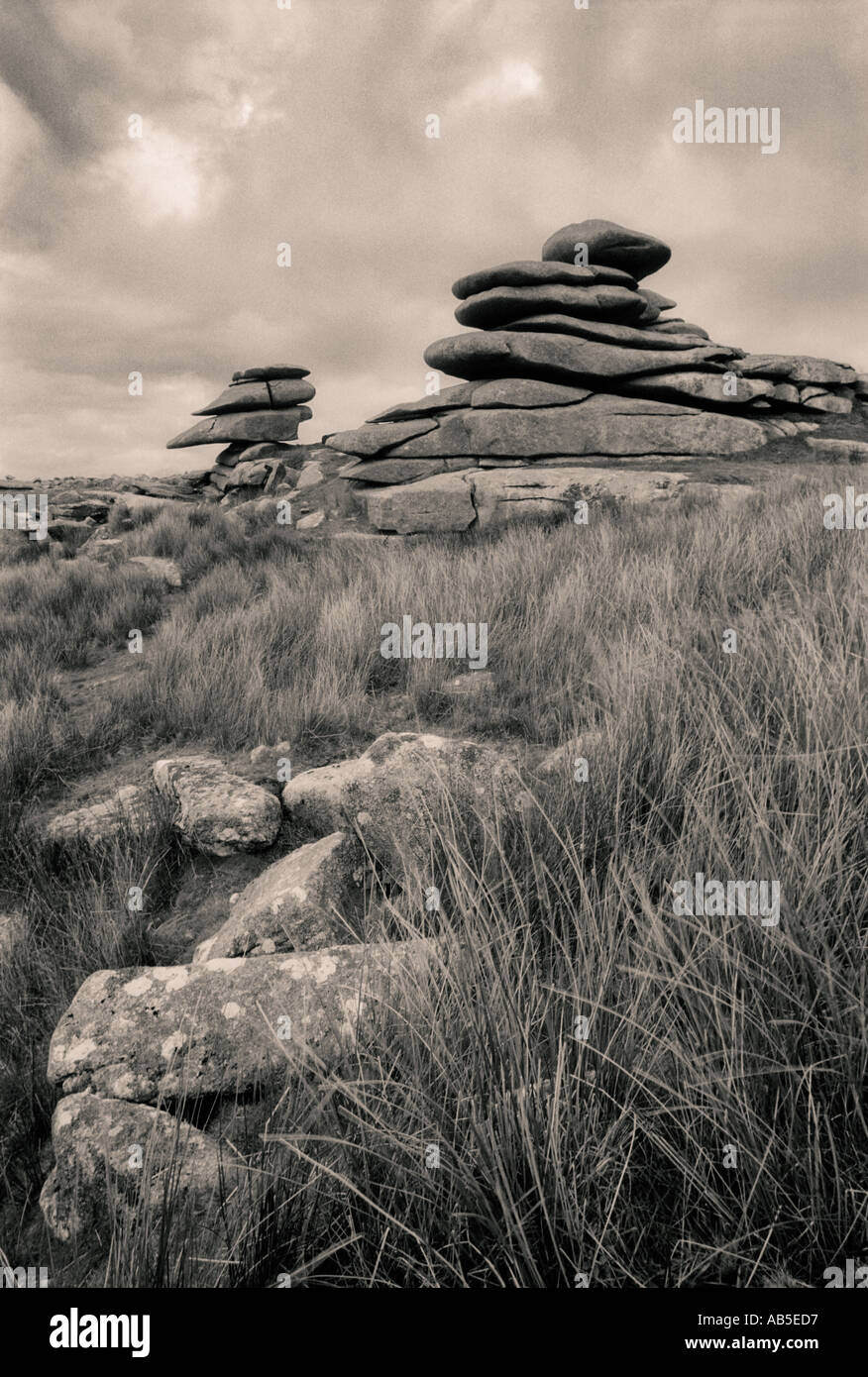 Granite rocks on Stowes Hill Bodmin moor Cornwall England UK Stock ...
