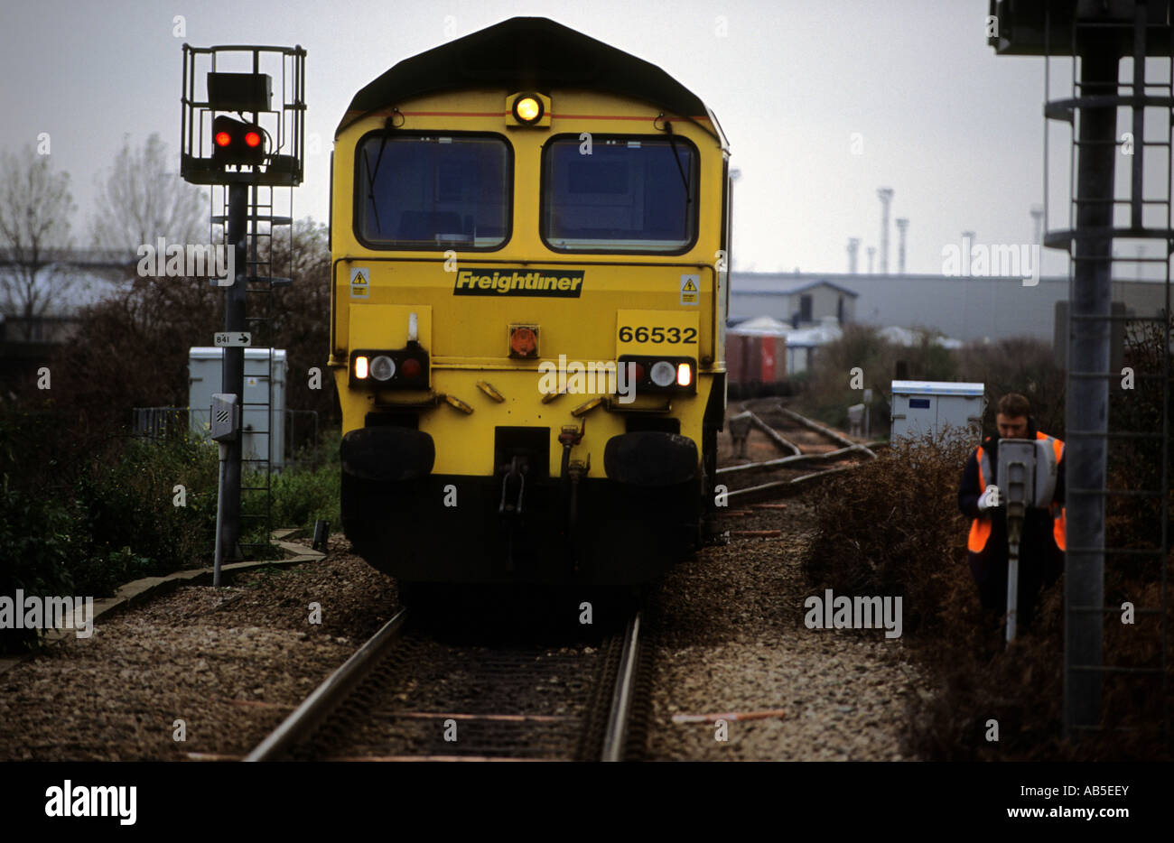 freight train driver asking for permission to proceed at a red signal ...