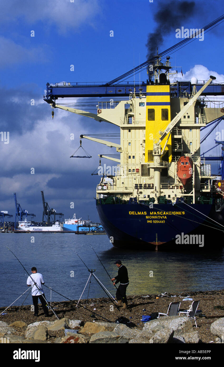 Container ship, Landguard terminal, port of Felixstowe, Suffolk, UK ...