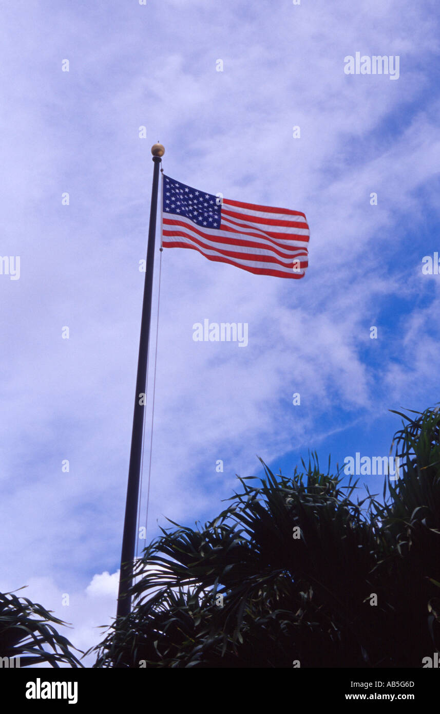 United States flag flying over entry to USS Arizona Memorial USS ...
