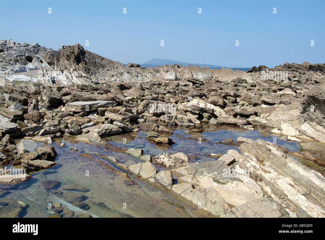 clear, blue, water, on, Atlantic, coast, of, France, near, Biarritz ...