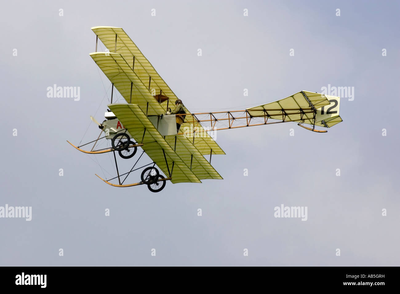 An old edwardian flying machine the Avro Triplane Stock Photo - Alamy