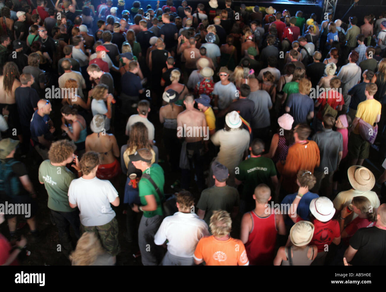 a large crowd shot from overhead in the dance tent at glastonbury ...