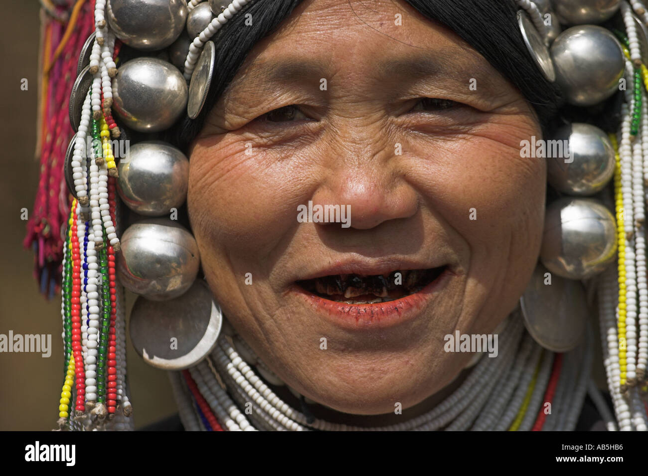 Myanmar Shan state Kengtung Nun Lin Kong village Akha Tribe Akha lady ...