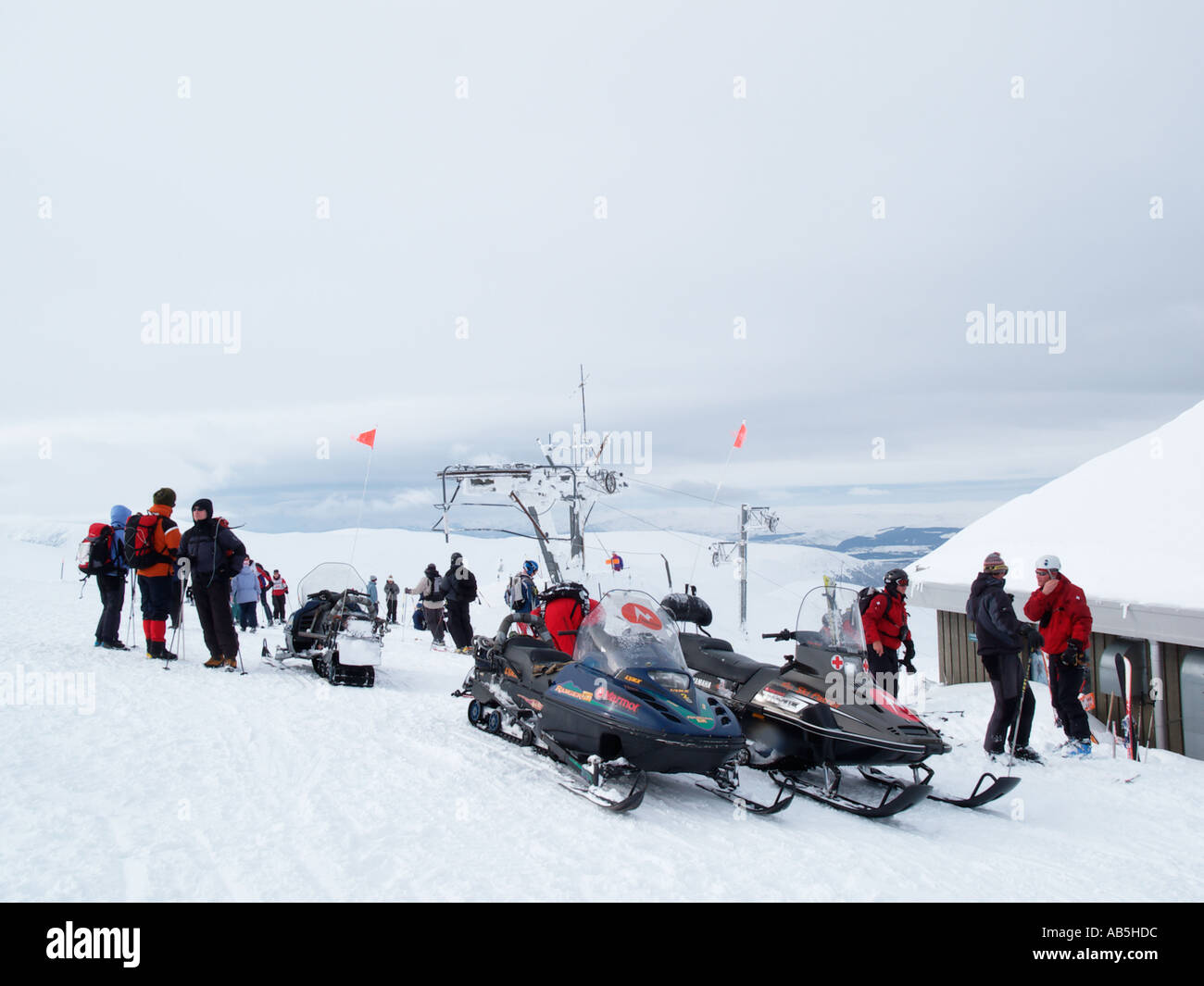 SNOW SLED SKI PATROL VEHICLES outside the Ptarmigan restaurant on the ...
