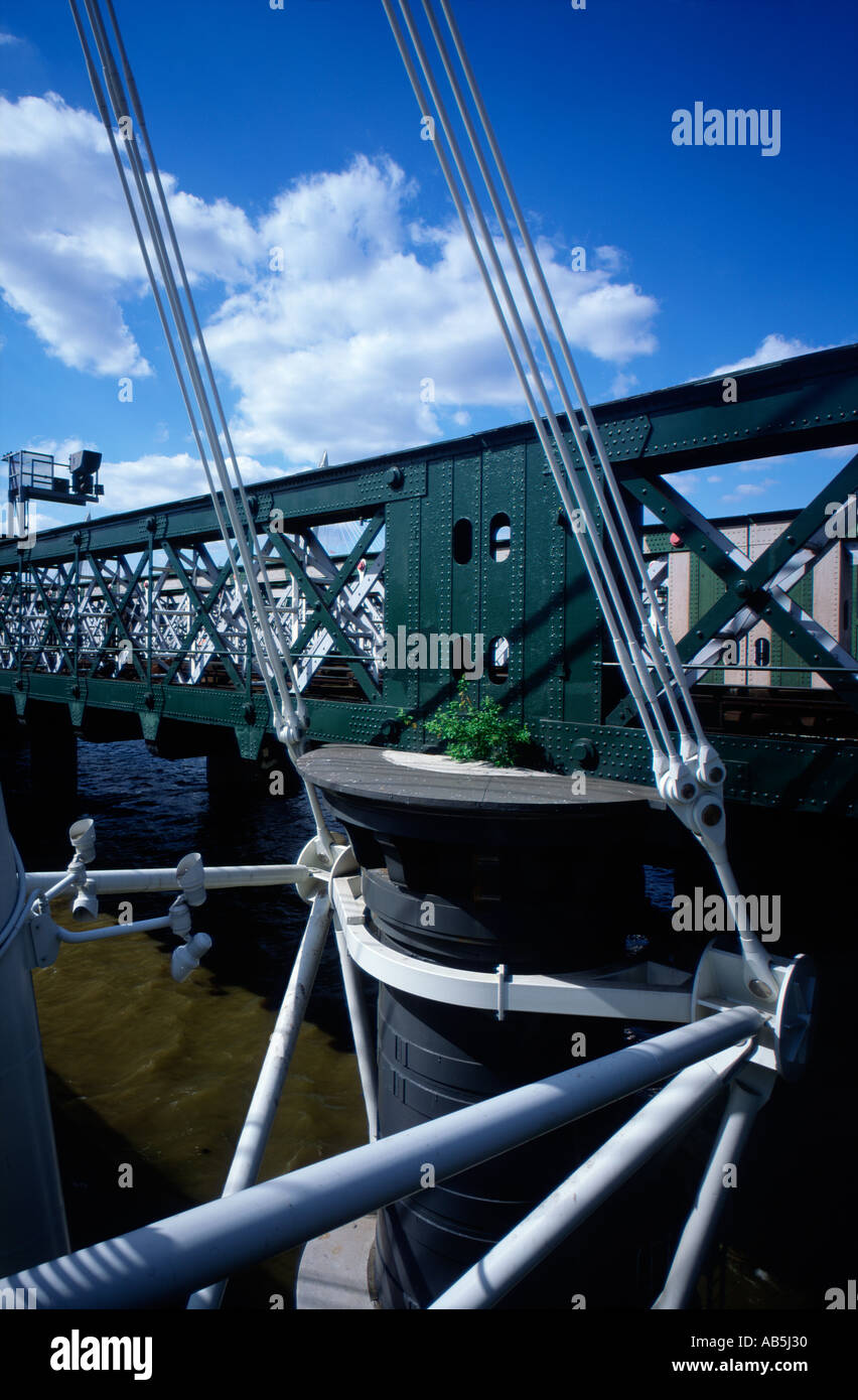 Structure of Hungerford Footbridge over river thames London uk england ...