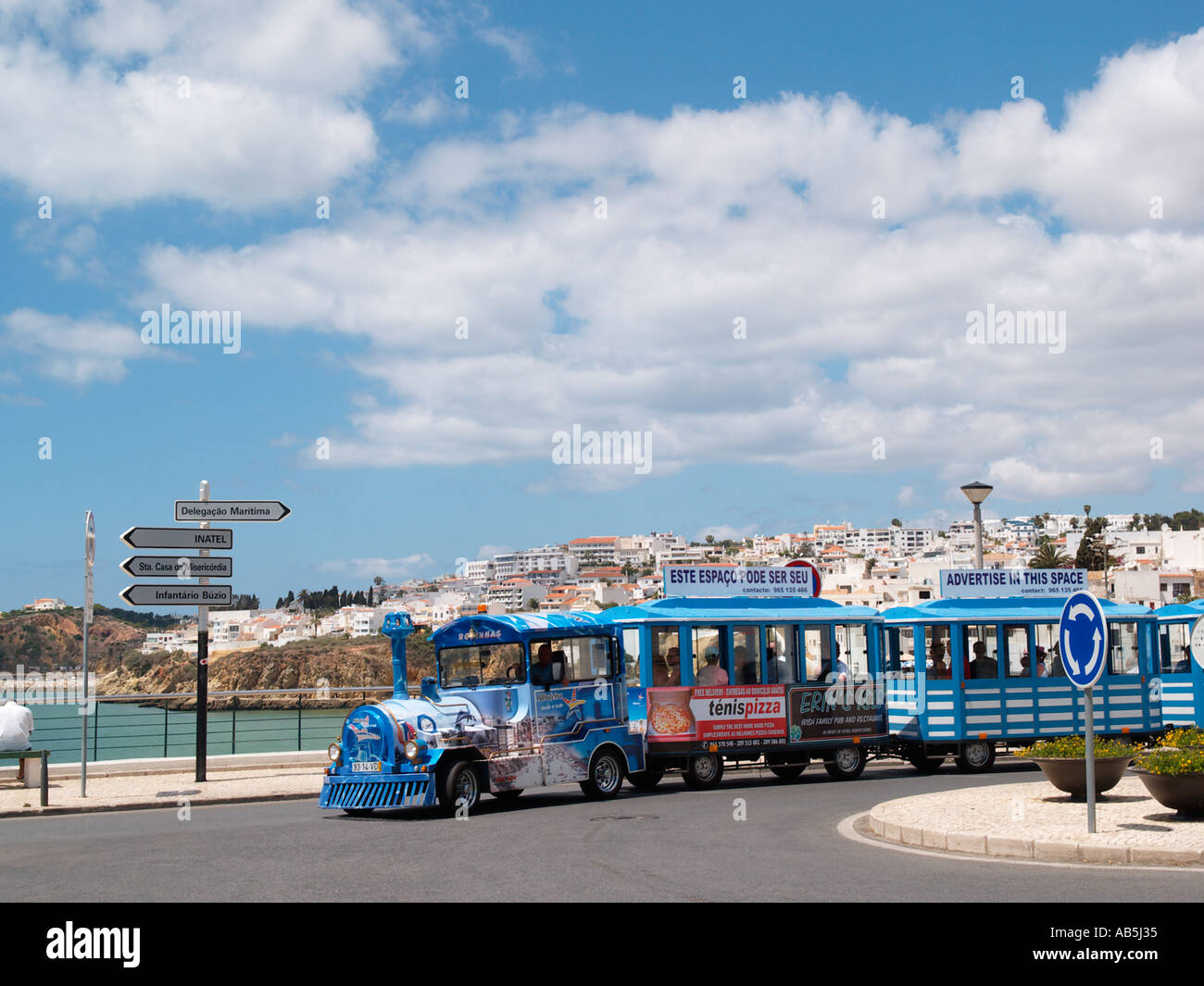 Albufeira Algarve Portugal TOURIST STREET TRAIN leaving Albufeira Old ...