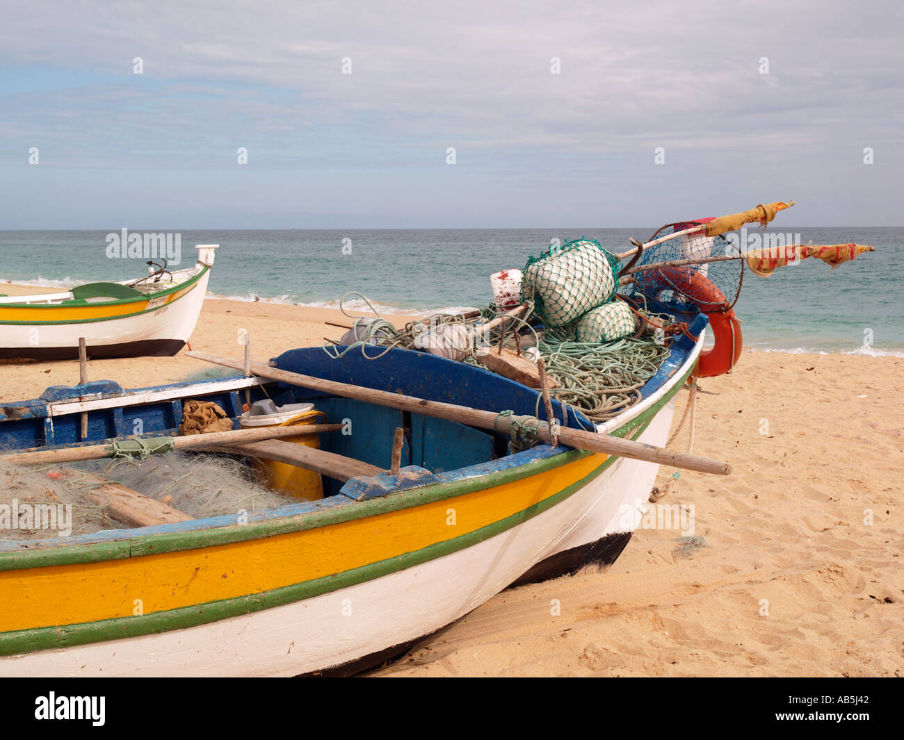 Armacao de Pera Algarve Portugal COLOURFUL WOODEN FISHING BOATS on the ...