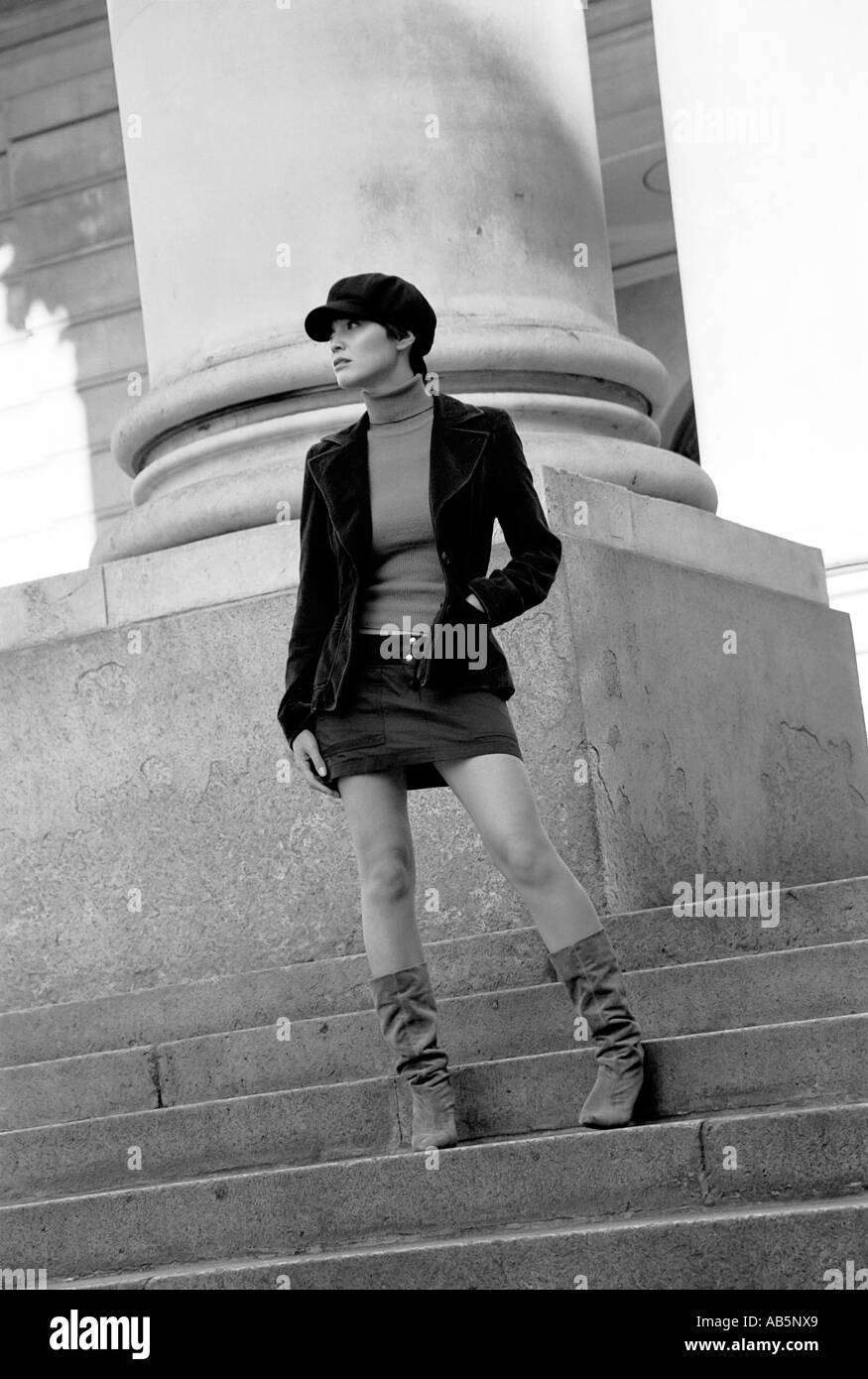 urban chic model in Black & White Stock Photo - Alamy