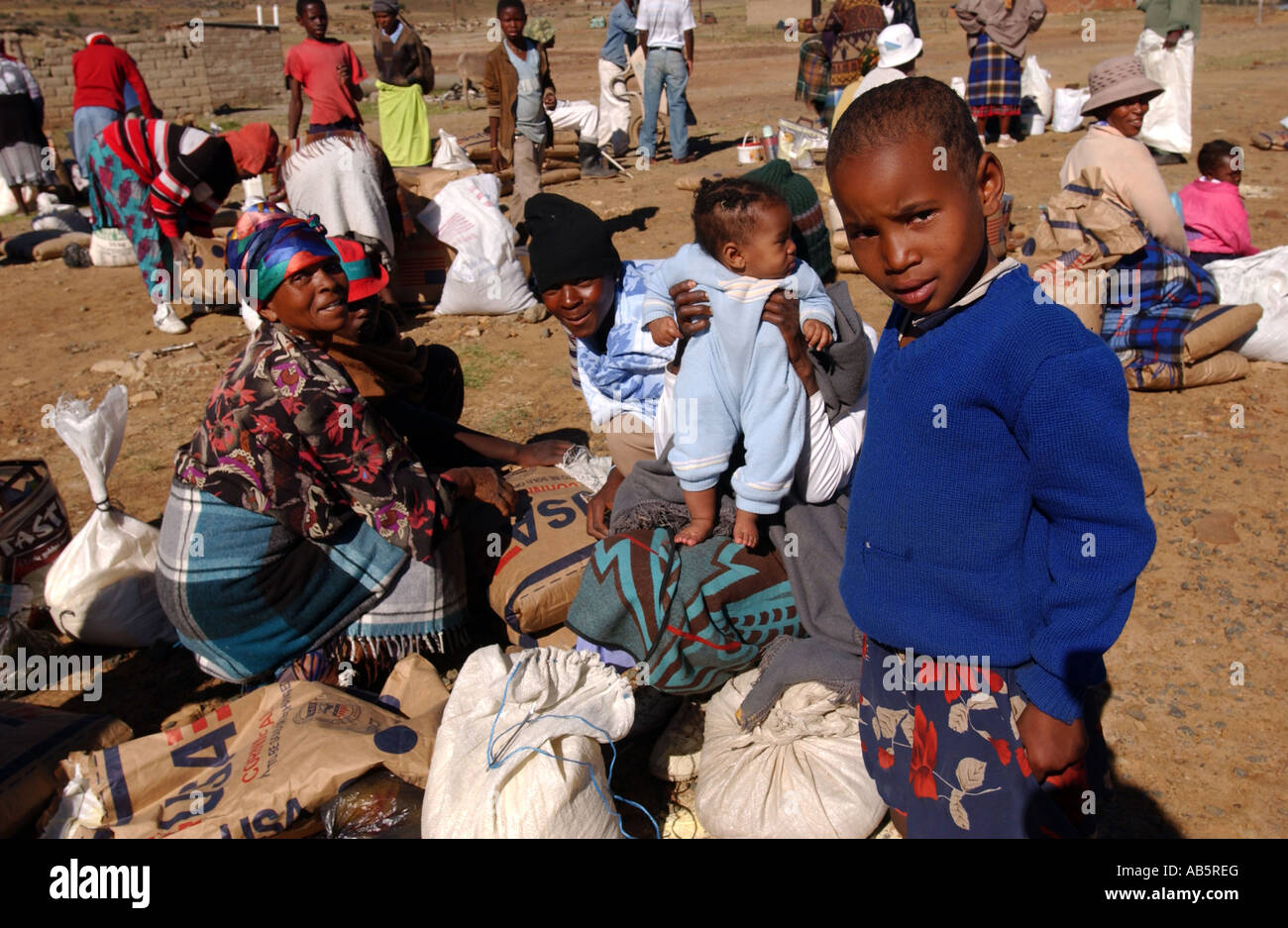 At a WFP aid distribution point to provide food for people affected by ...
