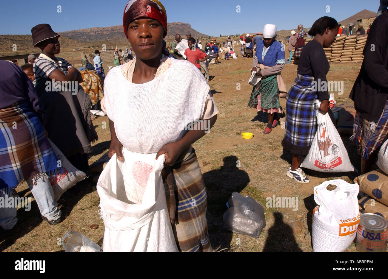 At a WFP aid distribution point to provide food for people affected by ...
