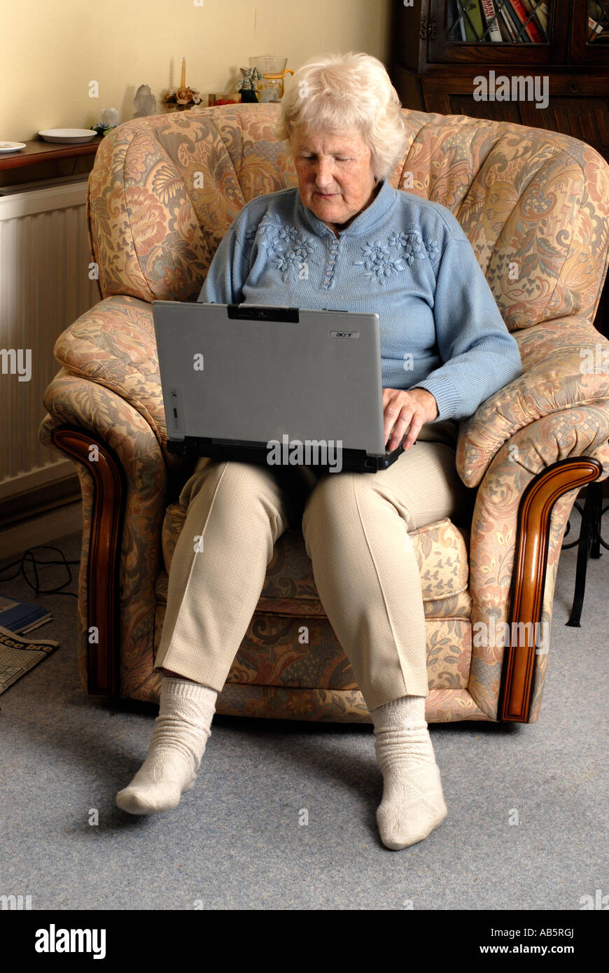 elderly lady pensioner at home Stock Photo - Alamy