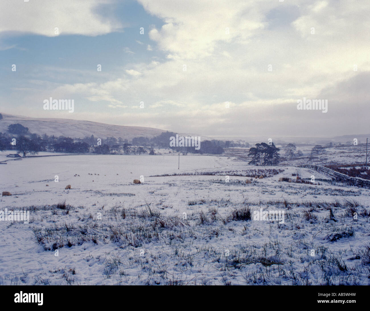 Winter view over the North Tyne valley, Northumberland National Park ...