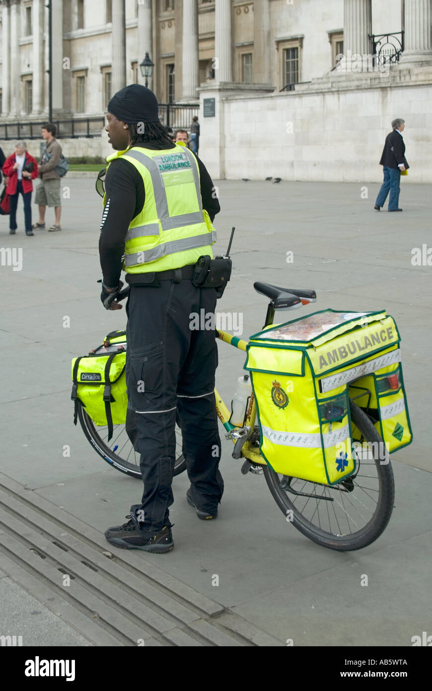 Trafalgar Square push bike paramedic from the London Ambulance Service ...