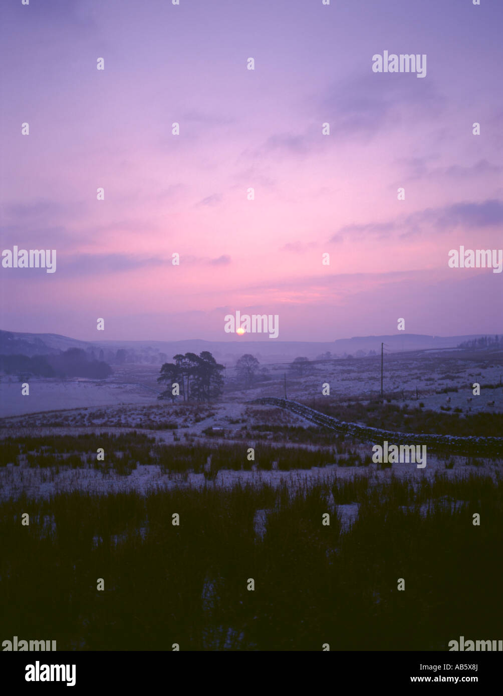Winter sunrise over the North Tyne valley, Yarrow, Falstone ...