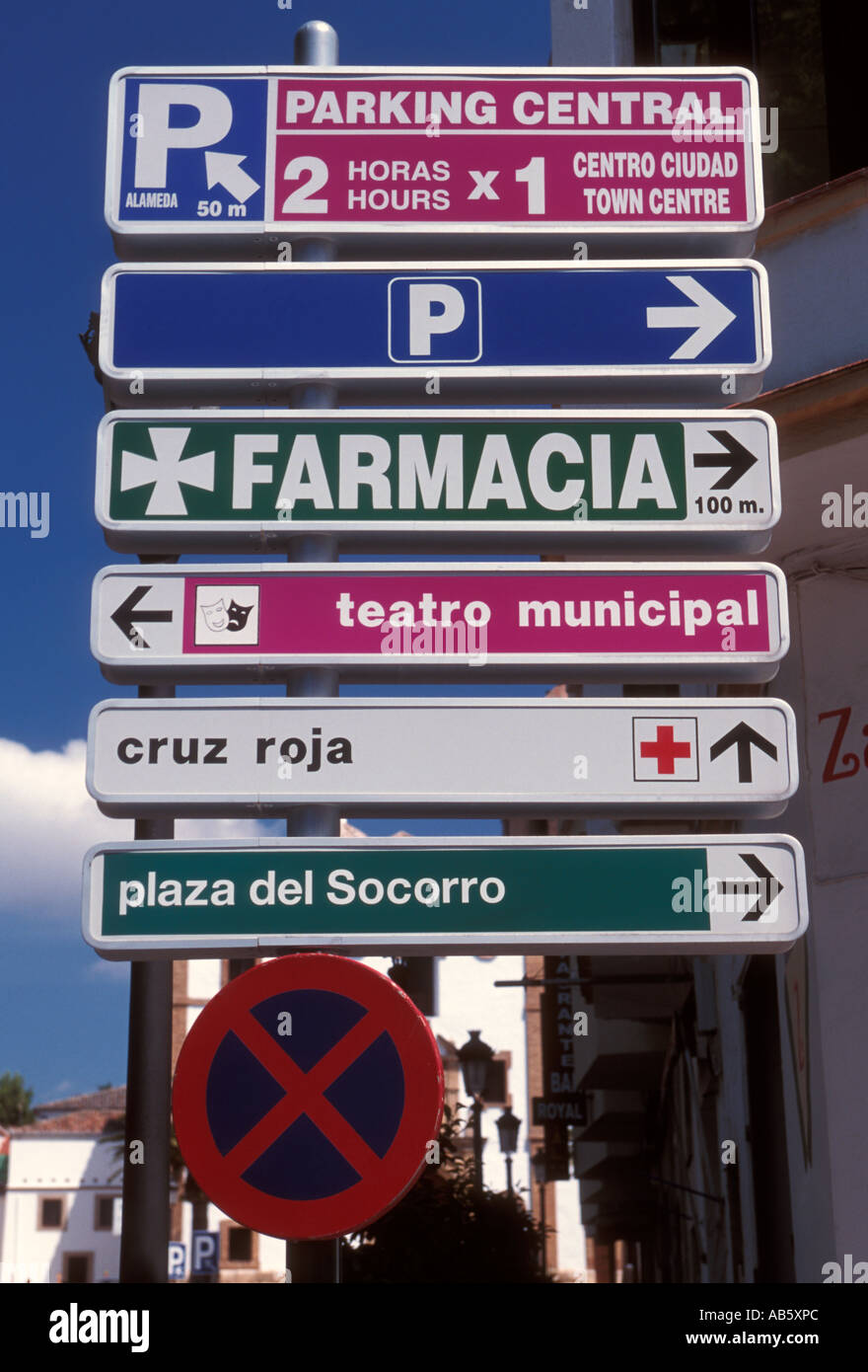 directional sign, directional signs, Ronda, Malaga Province, Spain ...