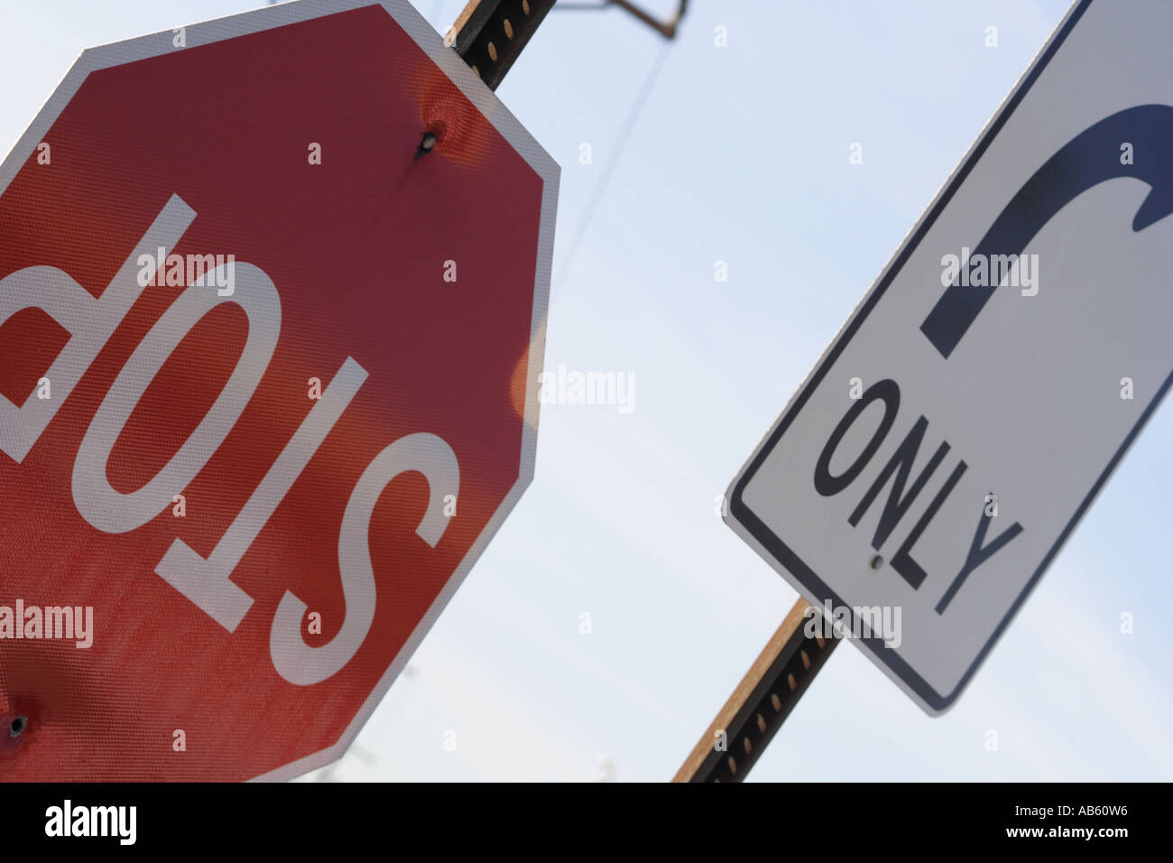 Signs stop right turn only hi-res stock photography and images - Alamy