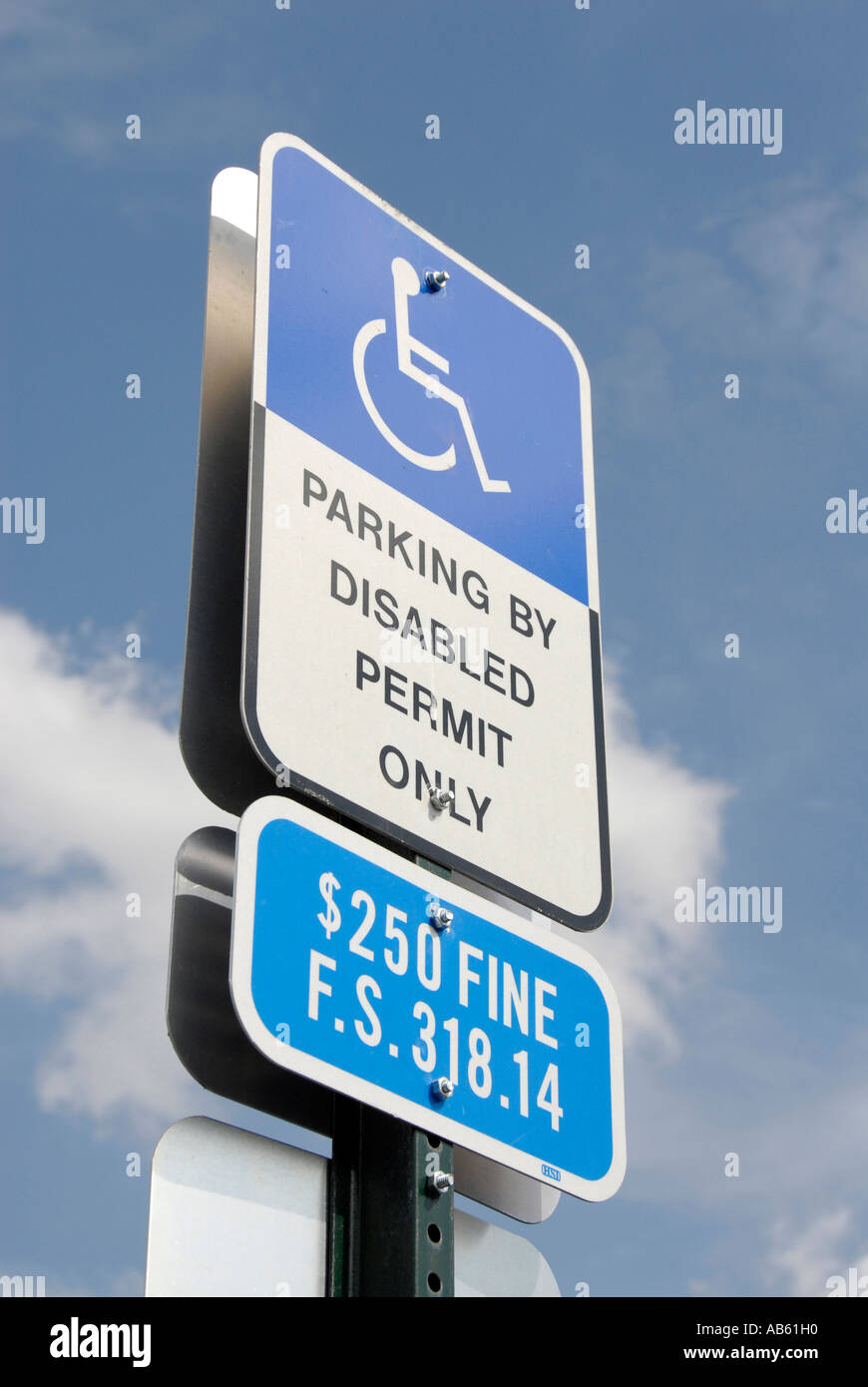 Parking by disabled permit only sign for handicapped drivers Stock ...