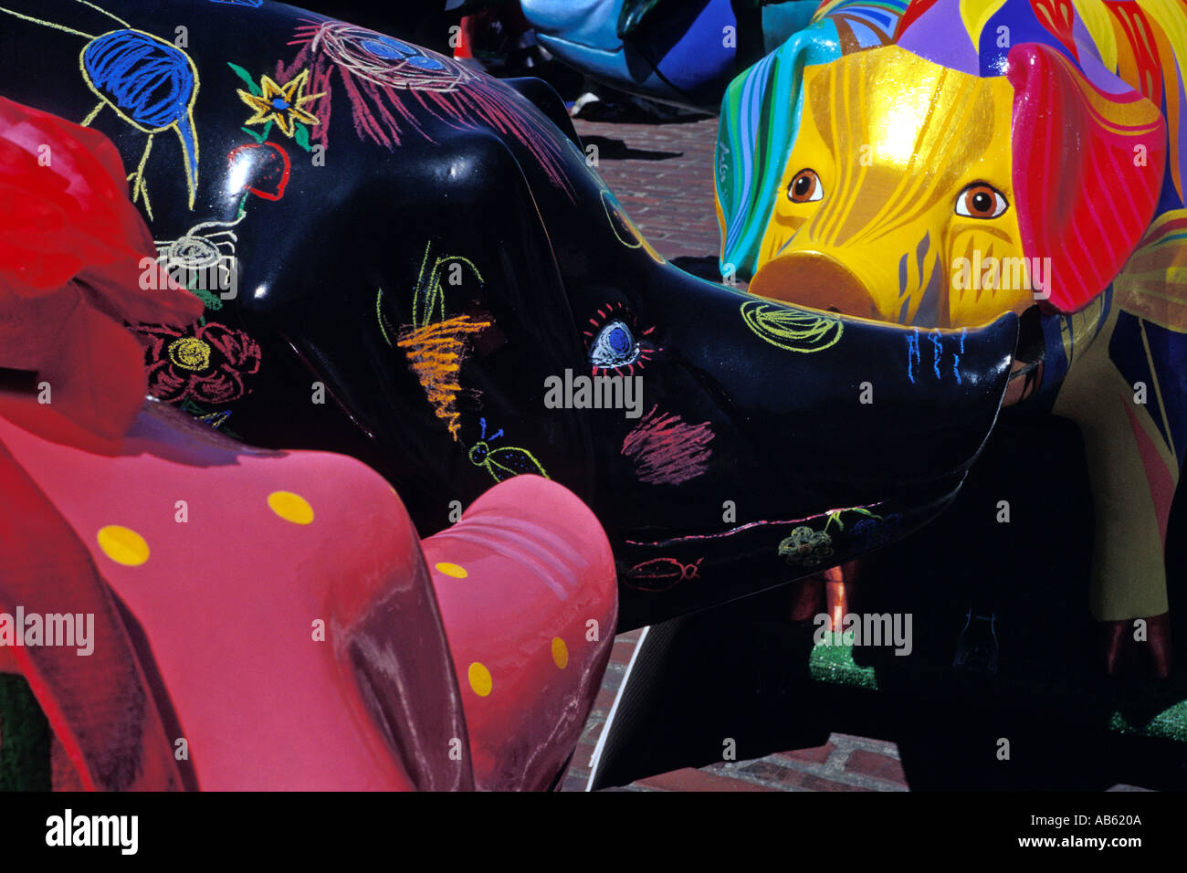 Pig sculptures lined up for Pigs on parade Pike Place Market fund ...