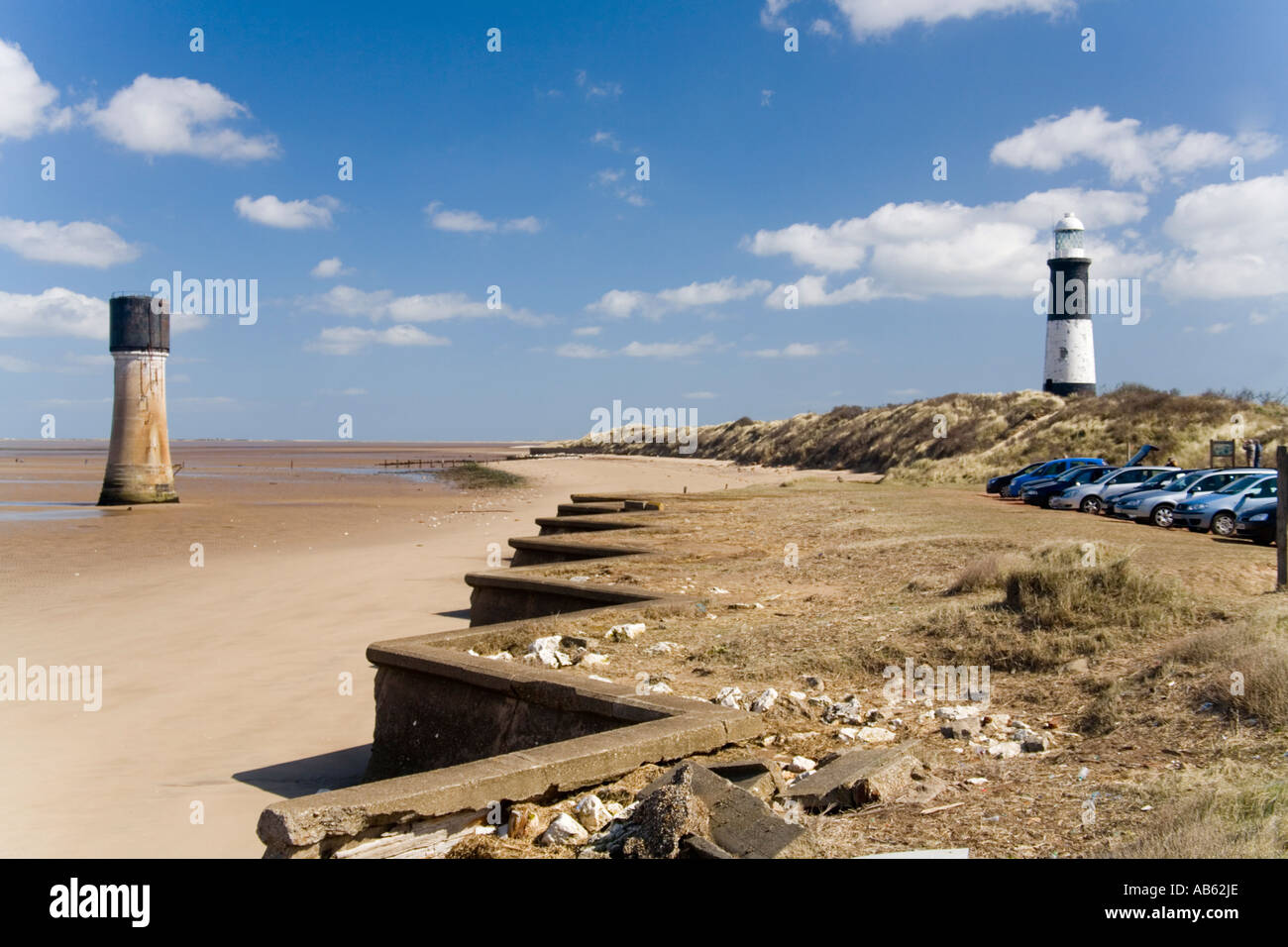 Lighthouses at Spurn Head (Spurn Point) in East Yorkshire Stock Photo ...