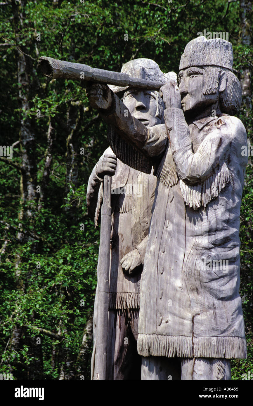 Wooden Sculpture Of Lewis Clark Commemorates 1805 Expedition Arrival At ...