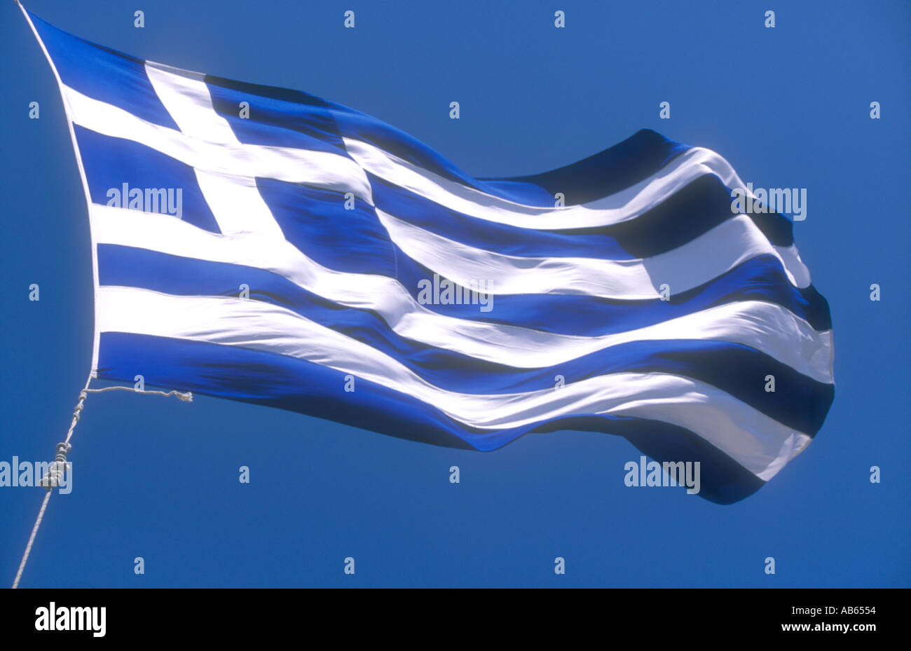 The large Greek national flag flying at the eastern end of the ...