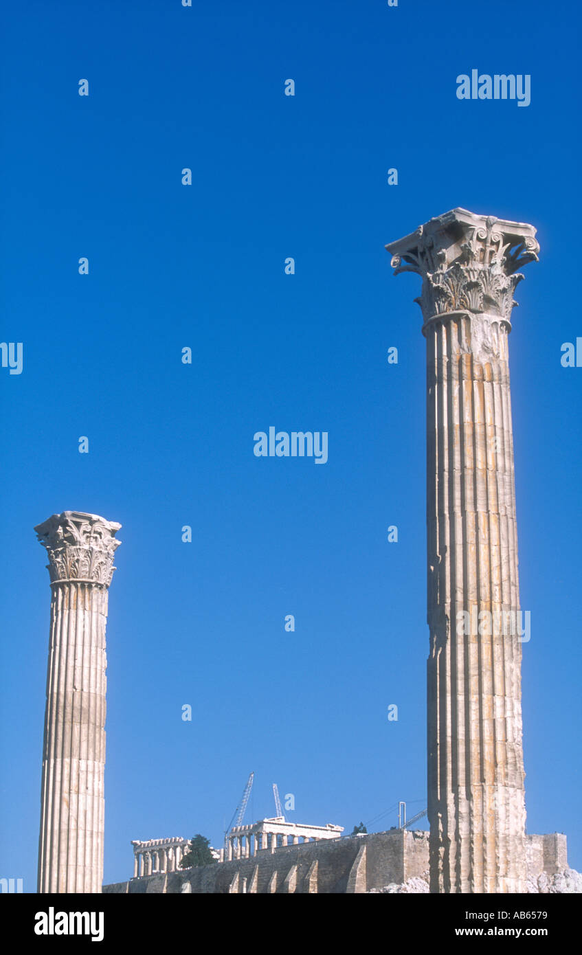 Parthenon and Acropolis, seen through columns of Temple of Olympian ...