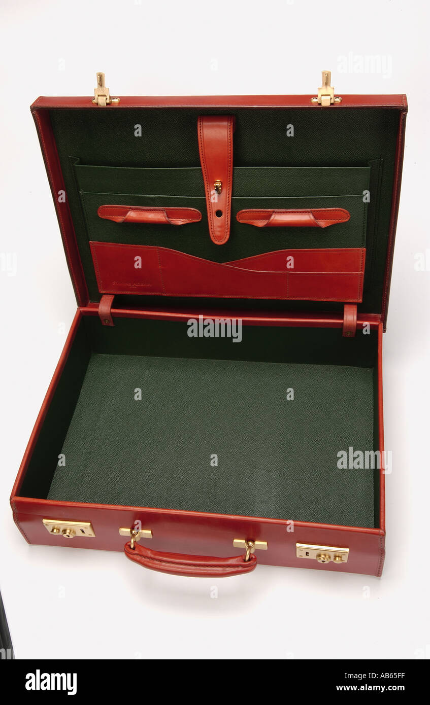 leather Briefcase open Stock Photo - Alamy