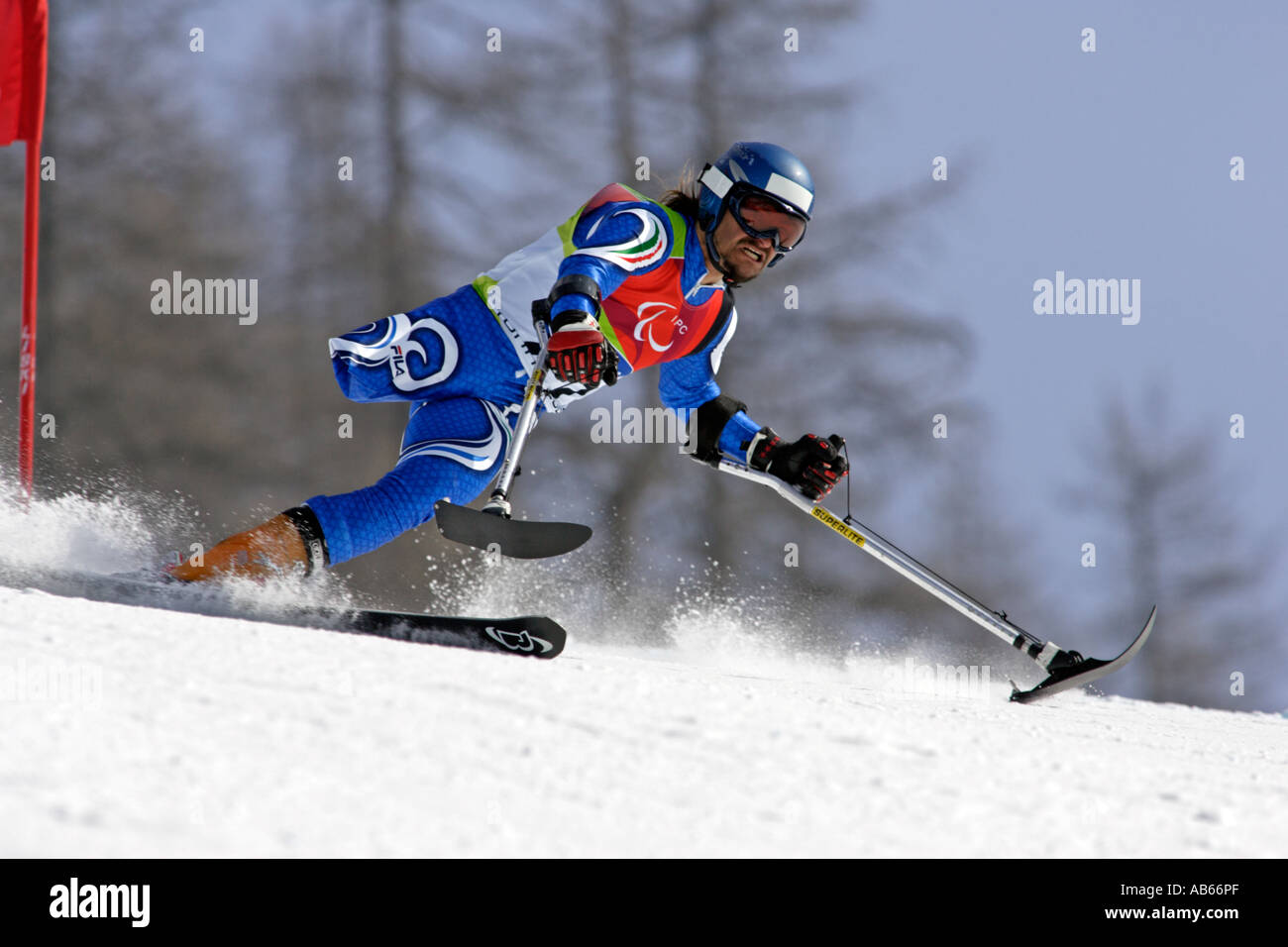 Ugo Bregant LW2 of Italy on his second run of the Mens Alpine Skiing ...
