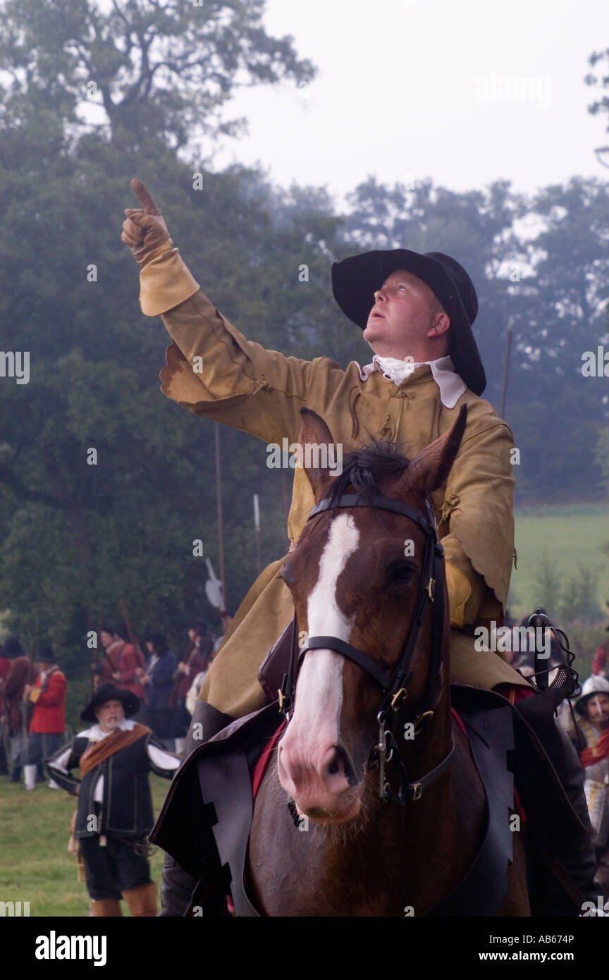 A commander mounted on horse during a Sealed Knot re enactment of the ...