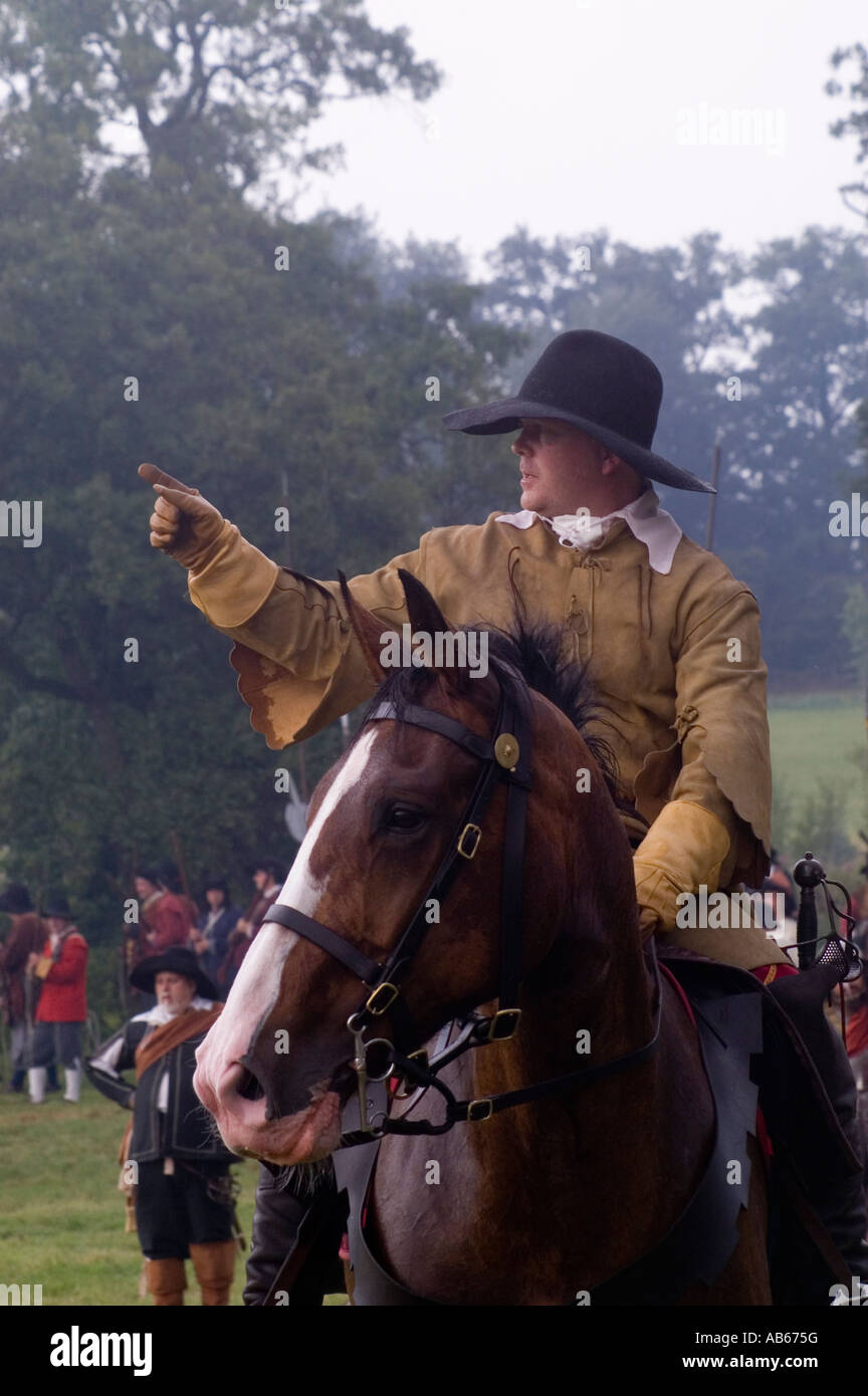 A commander mounted on horse during a Sealed Knot re enactment of the ...