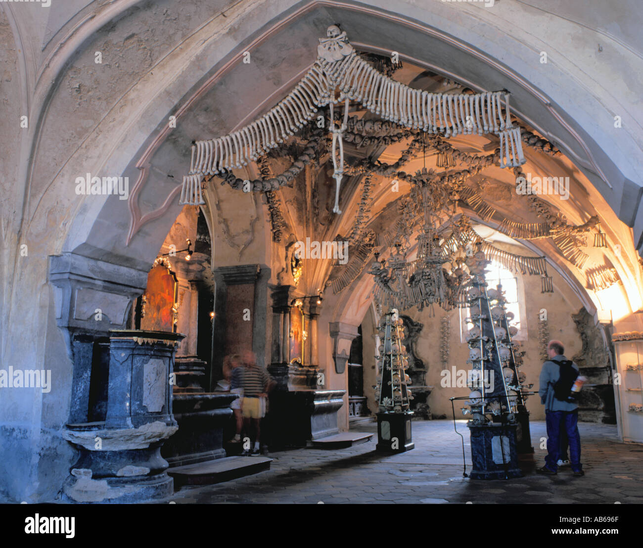Interior of the Charnel House or Ossuary decorated with human bones ...
