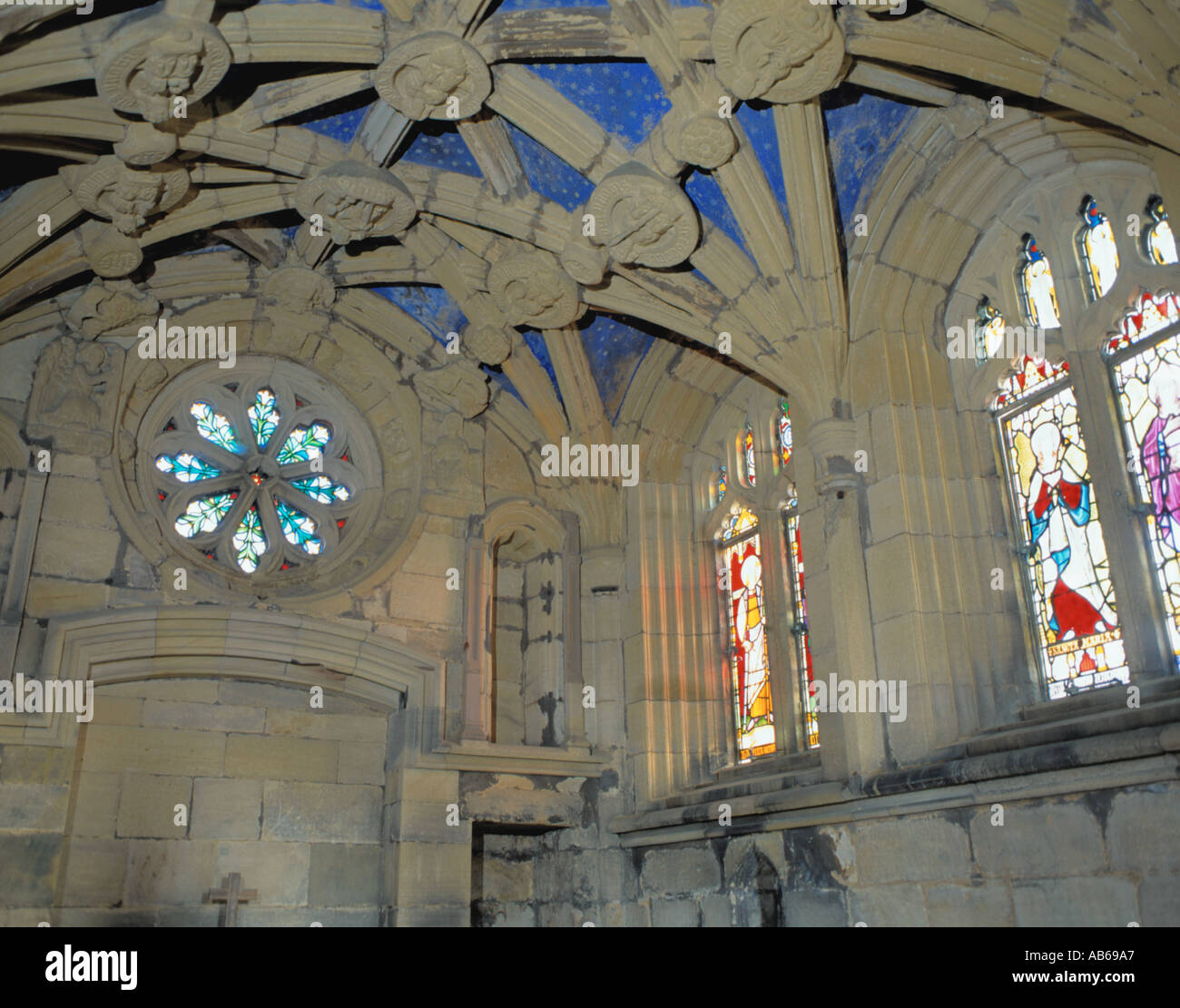 Picturesque interior of the pretty 15th century Percy Chapel, Tynemouth ...