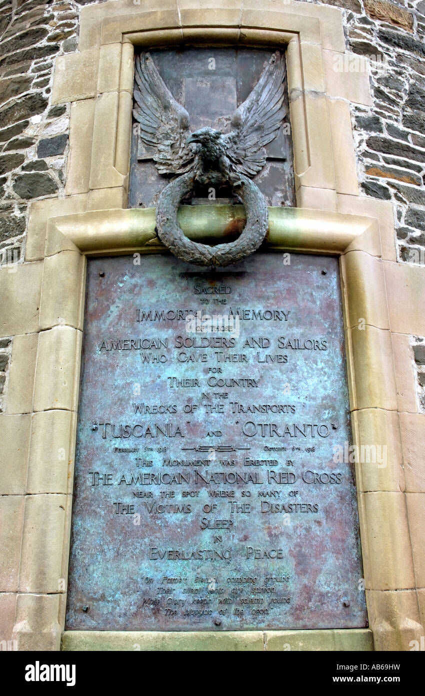 door plaque memorial at american monument the oa isle of islay scotland ...
