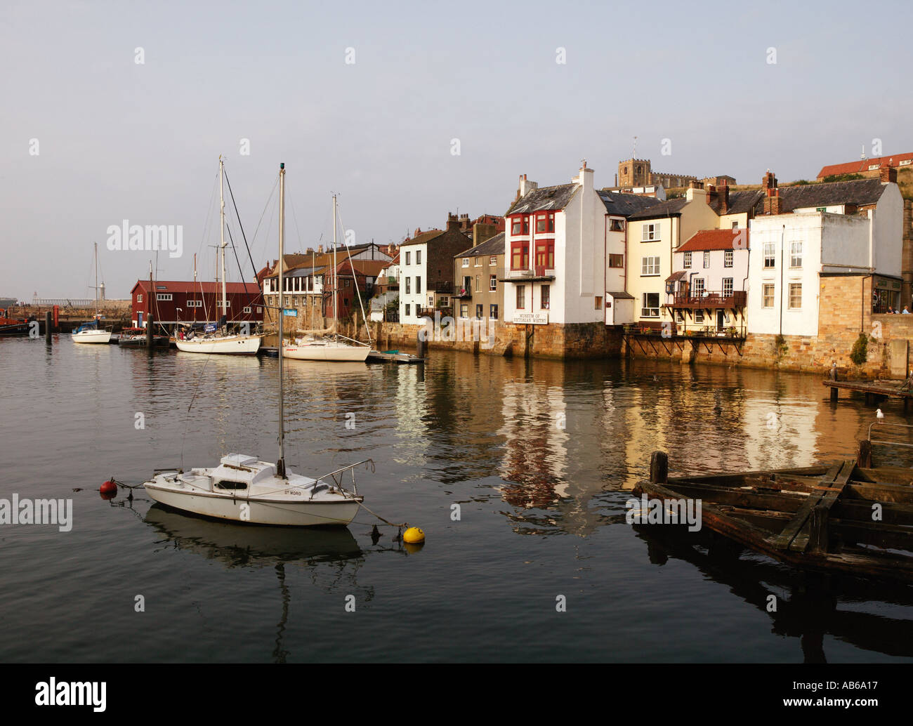 WHITBY HARBOUR OLD SIDE AND SAINT MARYS CHURCH Stock Photo - Alamy