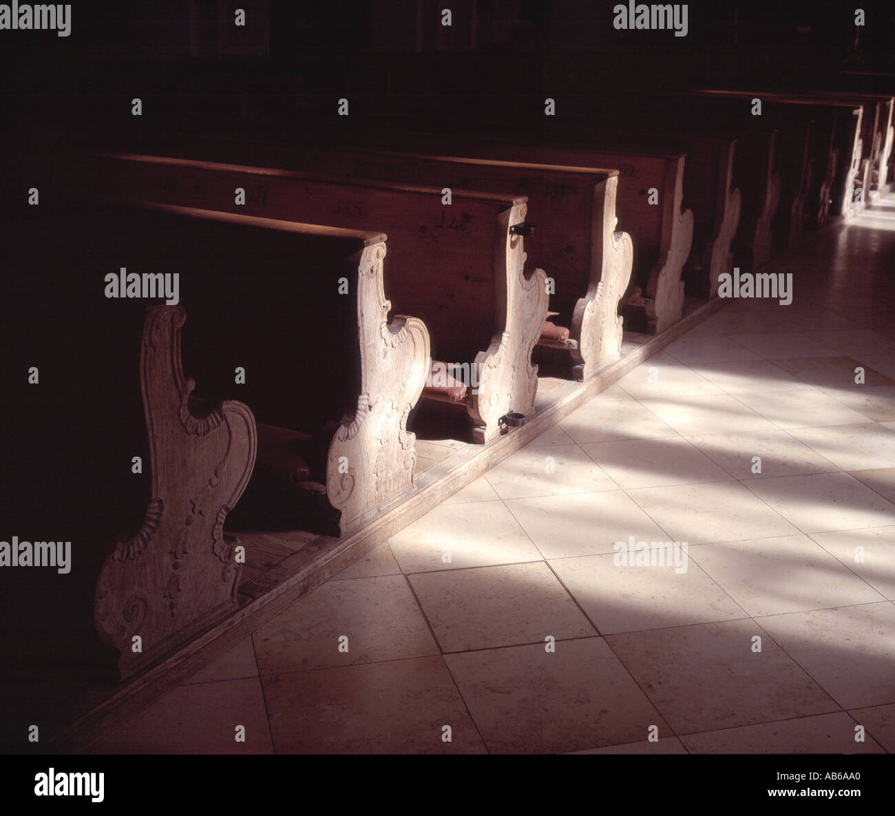 Sunlight emphasizing church interior Stock Photo - Alamy