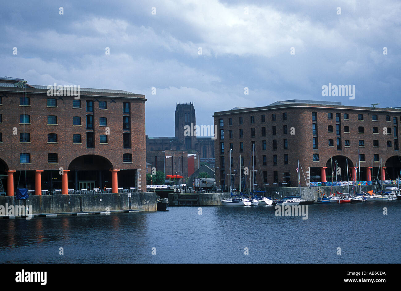 Anglican Cathedral and the Albert Dock Stock Photo - Alamy