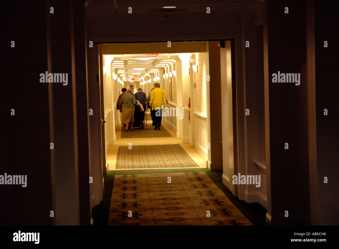 walking down corridor in Old peoples private residential home Stock ...