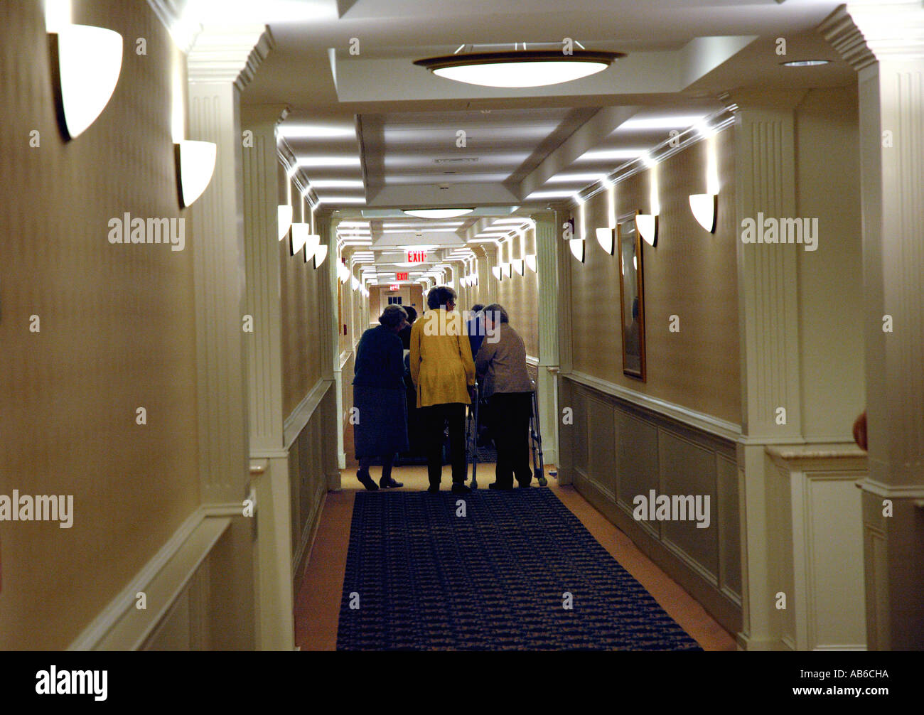 walking down corridor in Old peoples private residential home Stock ...