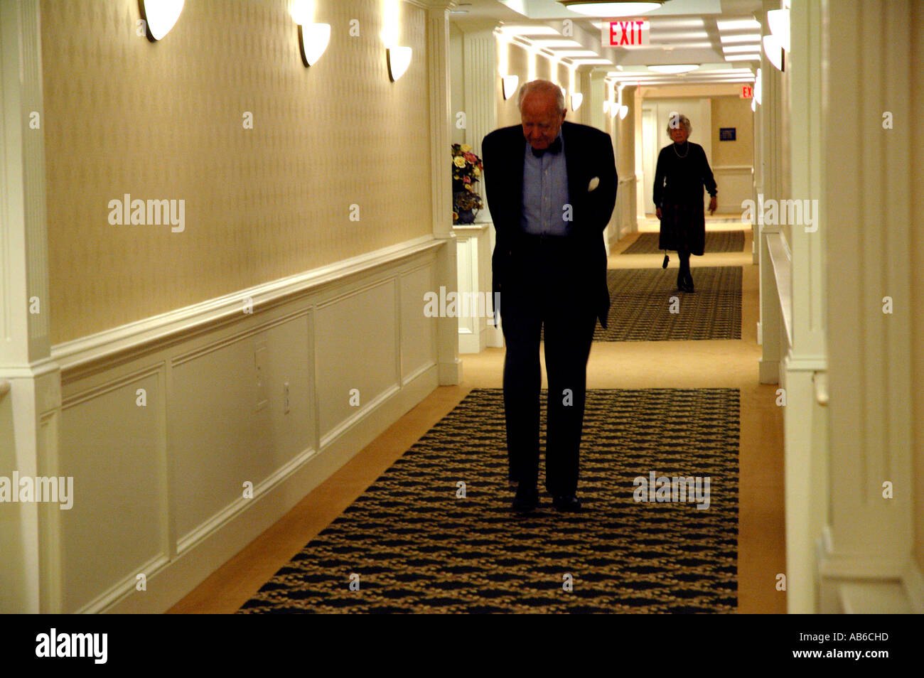 walking down corridor in Old peoples private residential home Stock ...
