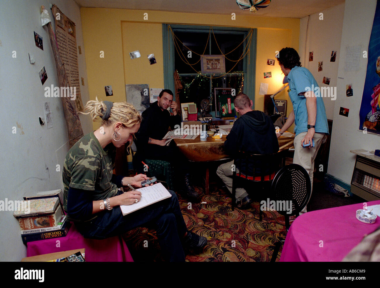 People socialising Cafe at St Agnes Place Squat Kennington South London ...